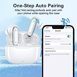 Wireless Earbuds Bluetooth Earbuds with Deep Bass Bluetooth Headphones Noise Cancelling Ear Buds 60Hrs Playtime in-Ear Earphones with Mic for iPhone/Android/Pods