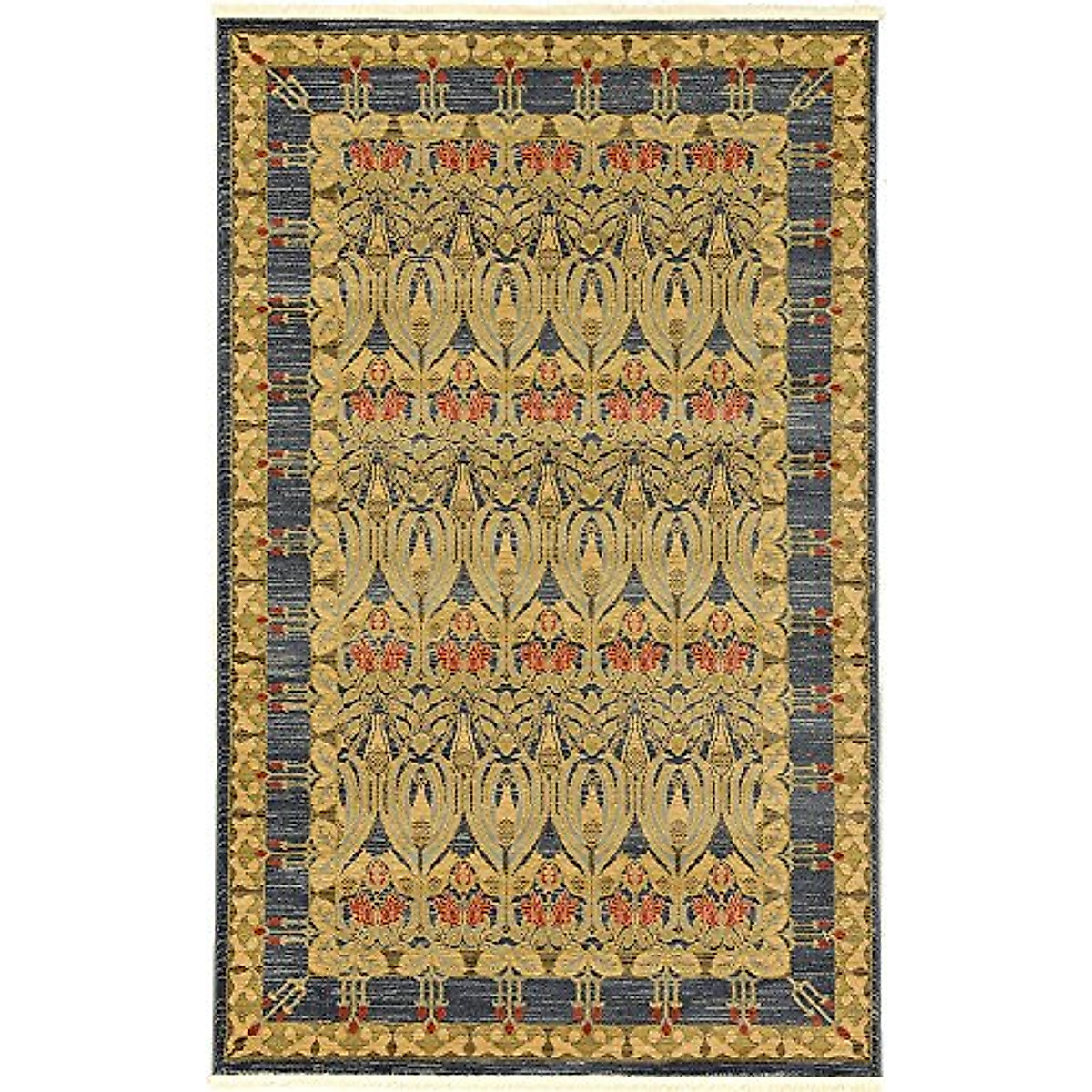 Unique Loom Edinburgh Collection Area Rug - Canmore (5' 1" x 8' Rectangle, Navy Blue/ Tan)