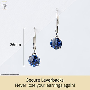 MAX + STONE 925 Sterling Silver 8mm Round March Birthstone Aquamarine Dangle Earrings for Women with Leverbacks