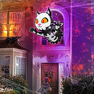 TURNMEON 4 Ft Halloween Inflatable Scary Black Cat Broke Out from Window Outdoor Halloween Decorations Blow Up Skeleton Build-in LED Lights Halloween Party Indoor Outside Home Yard Garden Lawn Decor