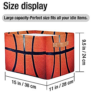 JXDXHCW Sport Ball Basketball Lace Storage Basket Cube Collapsible Canvas Sport Print Storage Bin for Organizing Shelves, Pantry, Closet, Girls Room, Clothes, Toys