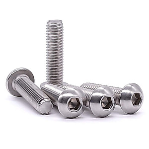 5/16-18 x 1" Button Head Socket Cap Bolts Screws, 304 Stainless Steel 18-8, Full Thread, Coarse Thread, Allen Hex Drive, 20 PCS