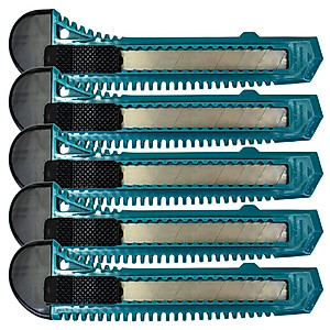 MotoProducts 5 Turquoise Retractable Utility Knife Wholesale 6 inch Manual Lock Box Cutter Snap Off Blade