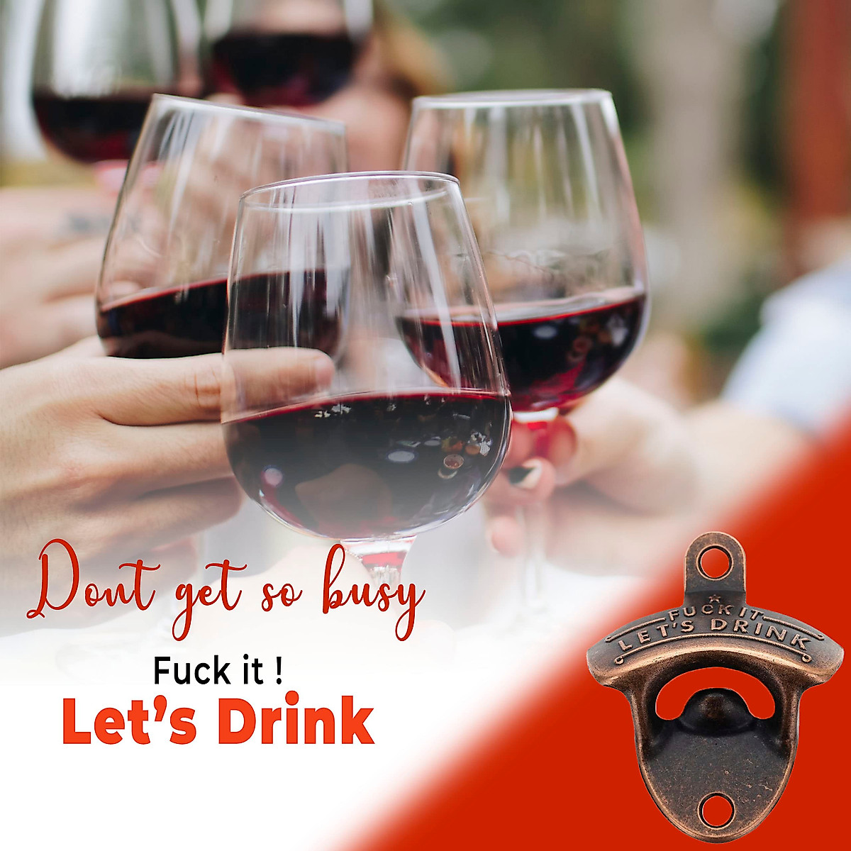 Wall Mounted bottle Opener, Christmas Funny Wall Mount Bottle Opener for Men Father Beer Lovers,Novelty Birthday Fathers Day with Mounting Screws Wall Anchors（1 Pack)