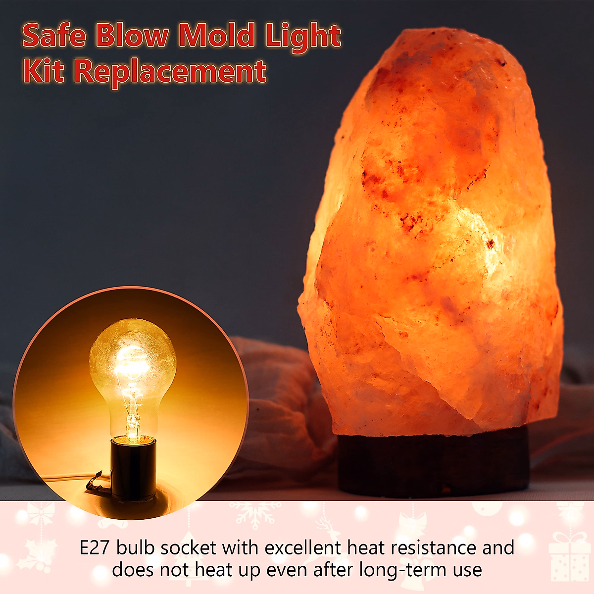 Meonum 2 Set Blow Mold Light Kit Replacement, E27 E26 Single Light Cord Kit with Switch Fuse Plug, for Indoor Outdoor Halloween Christmas Village House Craft Decorations and Salt Lamp