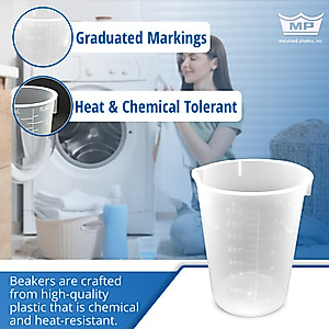 Plastic Beaker 400ml / 13.5 oz Set of 50 by Maryland Plastics – Clear Graduated Disposable Beakers with Pour Spout – Ideal for Resin Mixing, Science Labs, and Home Use