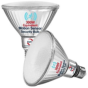 Explux 300W Equivalent Motion Sensor Flood Light Bulbs, Ultra Bright 3300 Lumens, Outdoor PAR38 Security LED Bulbs with Dusk to Dawn Control, Daylight 5000K, 2-Pack