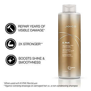 Joico K-PAK Daily Reconstructing Conditioner | For Damaged Hair | Restore Shine | Smooth & Detangle | Eliminate Static | With Keratin & Guajava Fruit Extract | 33.8 Fl Oz