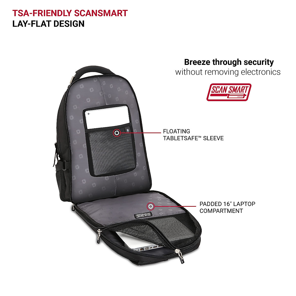 SwissGear 2769 ScanSmart Laptop Backpack, Black, 17.5-Inch