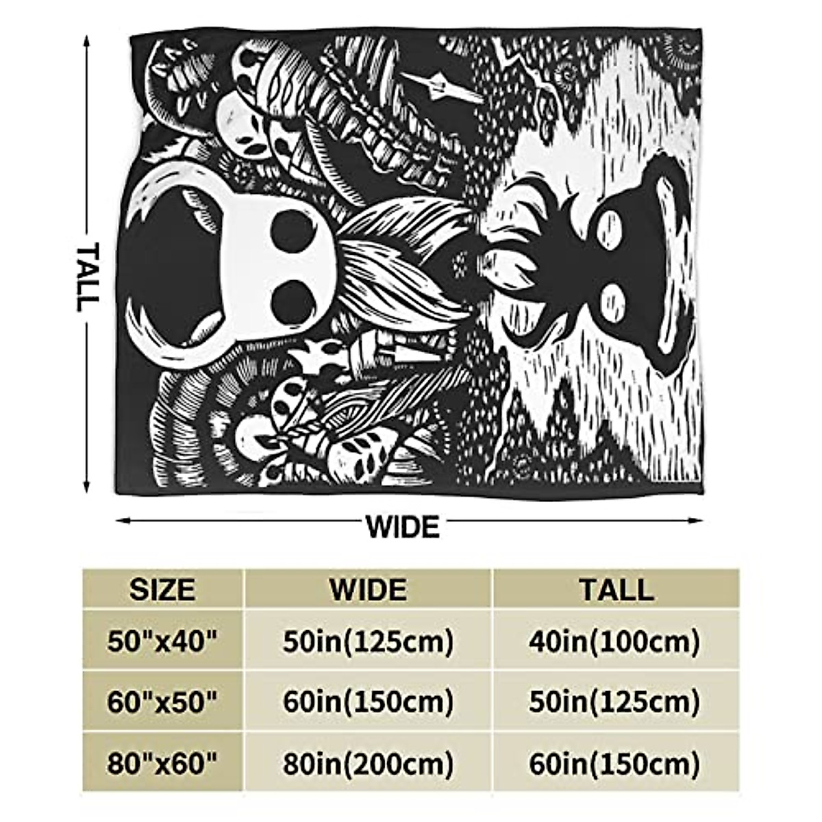 Hollow Game Knight Throw Blankets Soft Comfortable Warm Fleece Blanket for Sofa Cartoon Air Conditioning Blanket for All Season 50"X40"