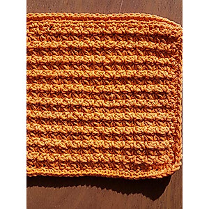 Handmade crochet washcloths, dishcloths * thick and dense* 100% cotton set of 4 (Ovr rainbow, dark pink, coral and yellow colors)