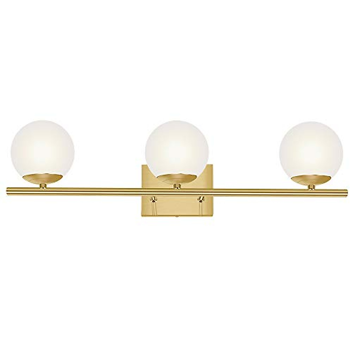 YHTlaeh New Bathroom Vanity Light 3 Lights Fixtures Brushed Brass Milk White Globe Glass Shade Modern Wall Bar Sconce Over Mirror (Exclude G9 Bulb)