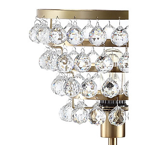 JONATHAN Y JYL9004B Buckingham 25" Crystal/Metal Table Lamp Modern Contemporary Bedside Desk Nightstand Lamp for Bedroom Living Room Office College Bookcase, Brass Gold