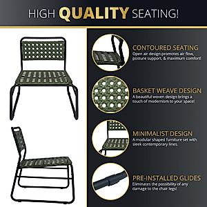 Kinger Home Olive 3-Piece Patio Bistro Table and Chairs Set of 2, Outdoor Wicker Chairs Set with Cast Aluminum Frame, Green