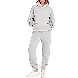 ANRABESS Womens 2 Piece Outfits Lounge Hoodie Oversized Sweatshirt Jogger Sweatpants Y2K Tracksuit Sweatsuit Set Fall Clothes Light Grey Medium
