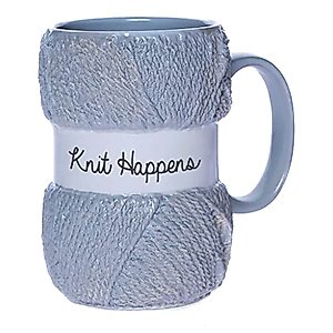 Boxer Gifts 'Knit Happens' Novelty Knitting Gift Mug | Light Blue Colour With Realistic Yarn Detailing | Amazing Christmas, Birthday Or Mother's Day Gift For Her