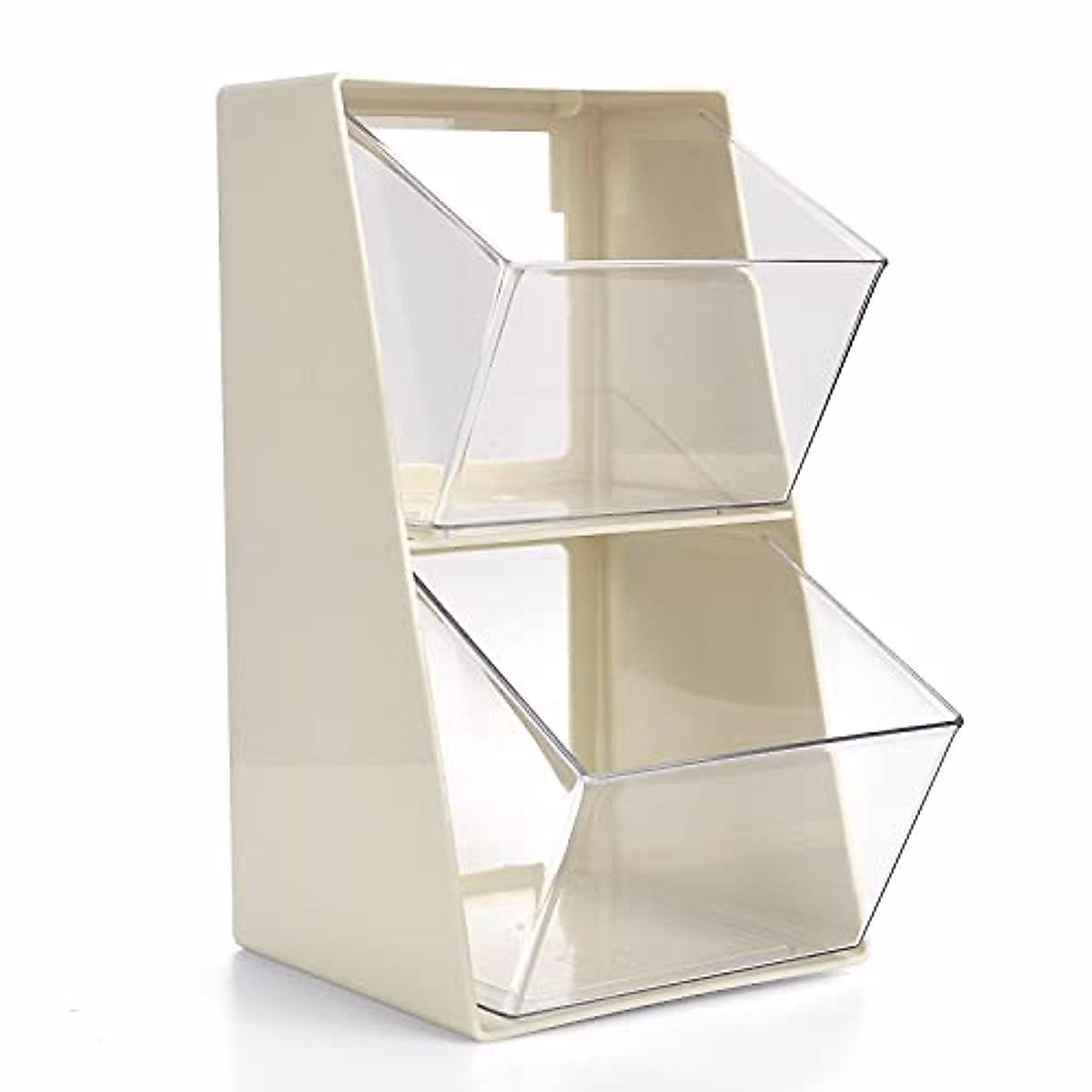 BILLION GOLD Acrylic Storage Containers Box, Desktop Tea Bag Organizer with 2 Drawers - Coffee Pod Holder for K Cups, Tea Bags, Creamer, Sugar Bags for Home Office(White)