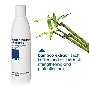 LATHER Bamboo Lemongrass Conditioner - Lightweight & Non-Greasy Crème Rinse Formula - Gentle Daily Hair Detangler Conditioner for All Hair Types - Sulfate Free - 8 Fl Oz Bottles (Pack Of 2)