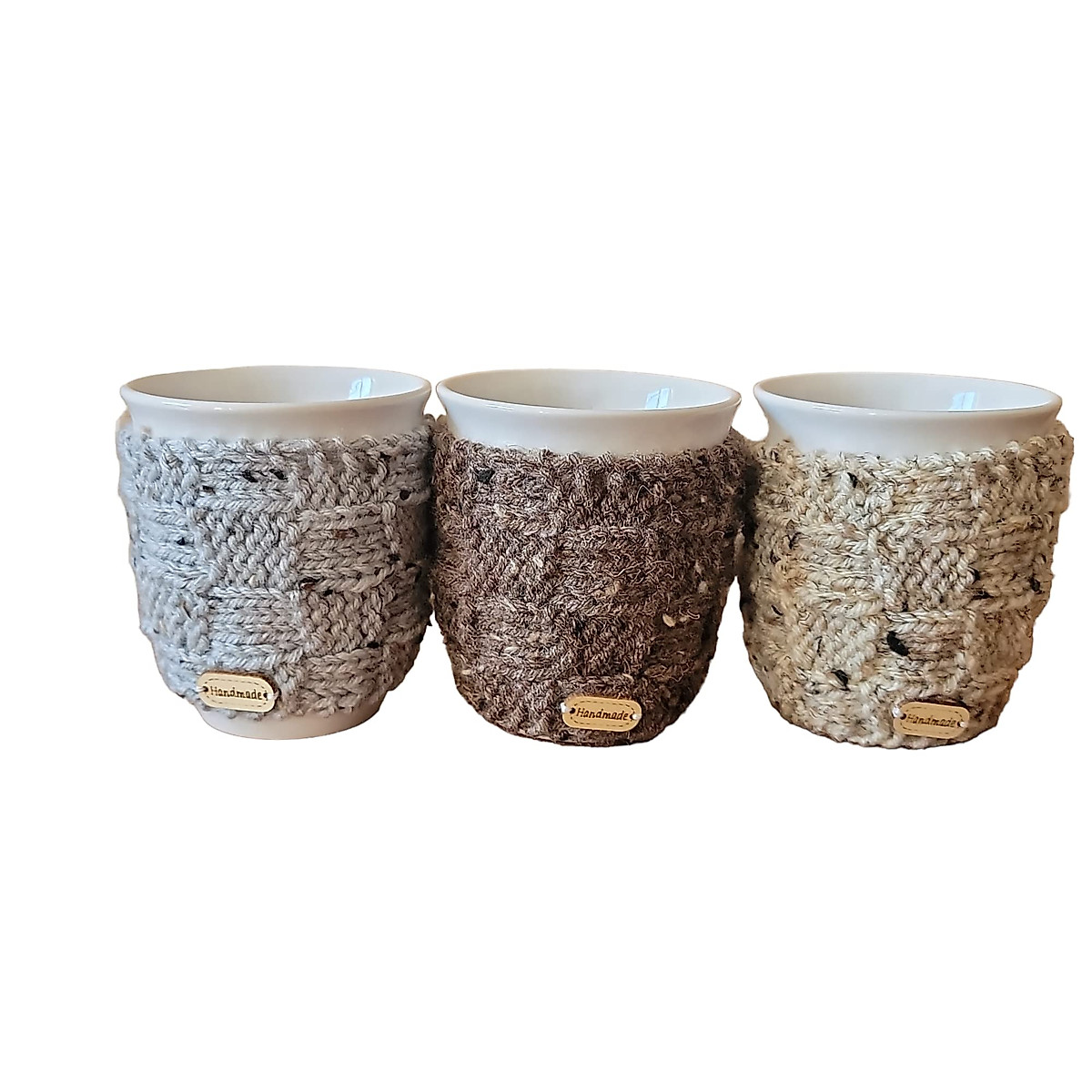 Coffee tea Mug Cozy gift box with 3 units, knitted mug cover, coffee mug sleeve, mug accesory