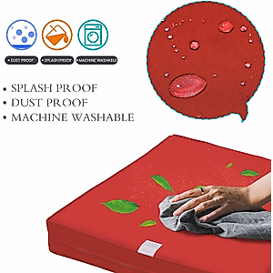 ClawsCover 7Pack Outdoor Seat and Back Cushions Replacement Covers Fit for 3/5 Pieces 4-Seater Wicker Rattan Patio Furniture Conversation Set Sectional Couch,Red-Small (Include Cover Only)