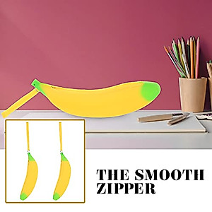 Ciieeo 2pcs Banana Shaped Pencil Bag Silicone Pen Bag Large Capacity Banana Pencil Case