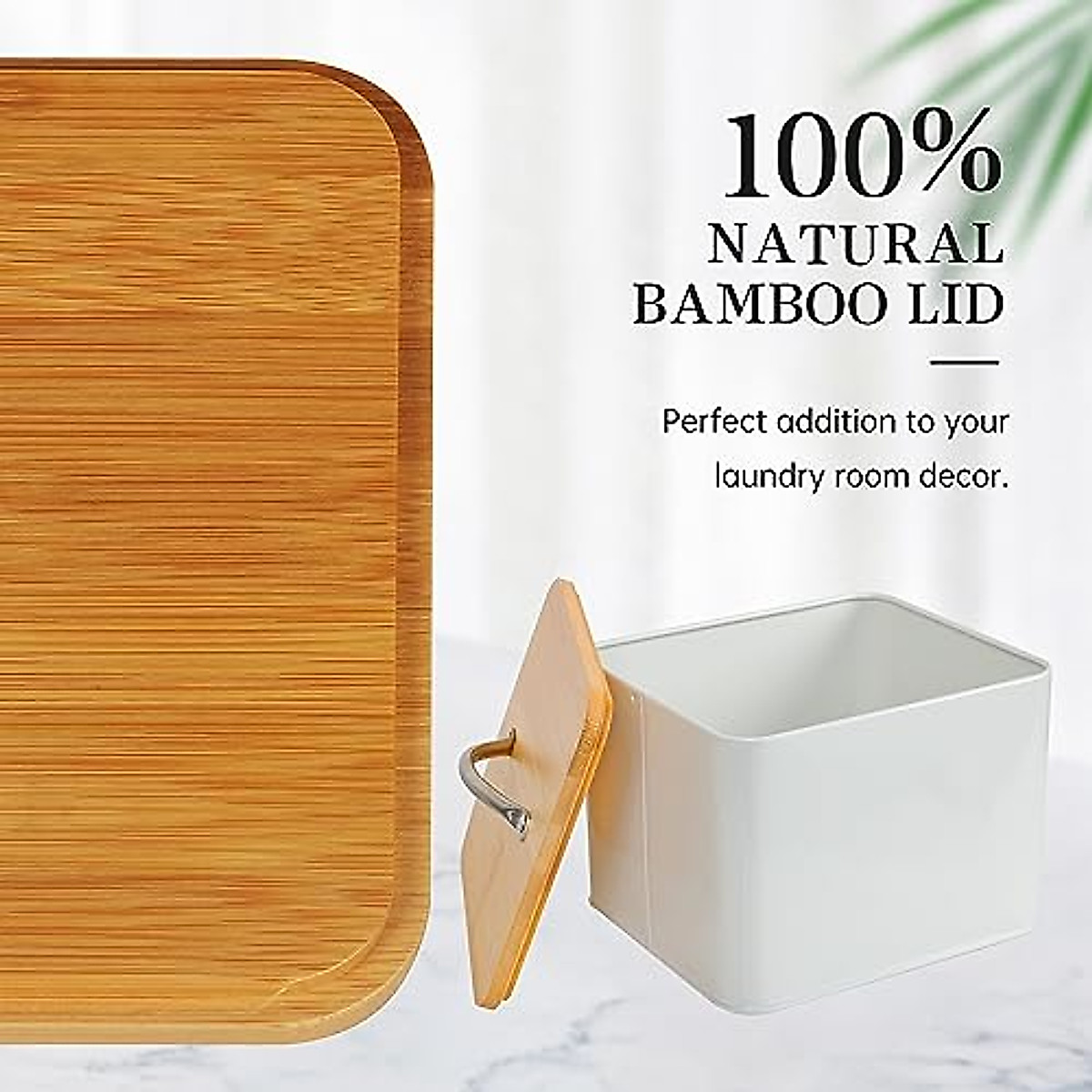 ZOES HOMEWARE Farmhouse Laundry Room Organization & Storage | Dryer Sheet,Dryer Ball,Laundry Pods Container & Holder with Bamboo Lid | Laundry Room Essential Accessories | Minimalist Boho Themed Decor