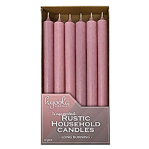 Hyoola 10 Inch Dinner Candles - 12 Pack - Rose Pink Tall Candles - Unscented Rustic Candles - Long Burning Candle Sticks