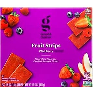 Fruit Strips Wild Berry Fruit Leathers Healthy Snack Made with Real Fruit Puree Concentrate Good and Gather 25 Strips (Wild Berry)