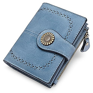 SENDEFN Small Wallets for Woman RFID Blocking Leather Bifold Credit Card Holder Purse with ID Window