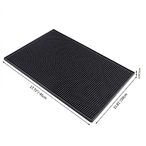 Facmogu 18 x 12 Inch Rubber Bar Mats, Black Heavy Duty Bar Mat PVC Rubber Wet Dish Drying Spill Matting Non Slip Heat Resistant for KTV Bar Glass, Restaurant, Home Counters