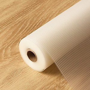 Shelf Liner for Kitchen Cabinets, 17.5 Inches x 20 FT, Non Adhesive Cabinet Liner, Double Sided Non-Slip Drawer Liner, Washable for Kitchen Cabinets, Pantry,Bathroom,Laundry Room, Clear Ribbed