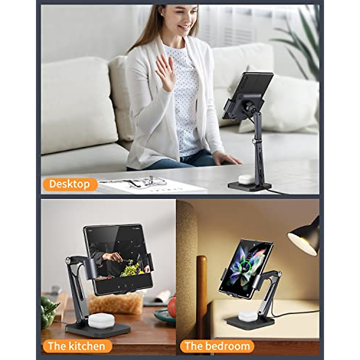 MAKAQI Wireless Charging Station for Z Fold 4/3/2, [3 Coils] 2 in 1 Fast Wireless Charger Stand for Samsung Galaxy Z Fold Series, Galaxy Buds 2 Pro/Buds Pro/Buds 2 / Buds Live