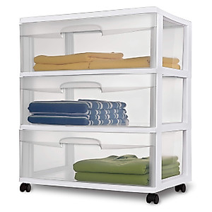 STERILITE CORP 29308001 Drawer Cart, 3-Drawer, Plastic Drawer, Clear