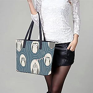 Womens Handbag Owls Leather Tote Bag Top Handle Satchel Bags For Lady