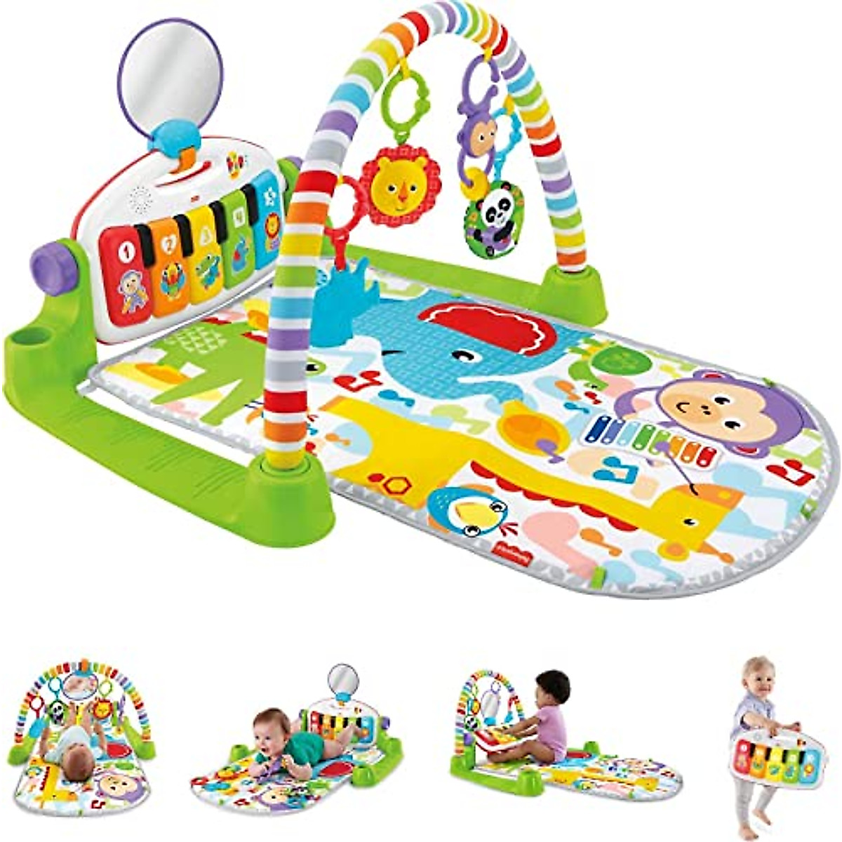 Fisher-Price Baby Gym & Activity Mat, Deluxe Kick & Play Piano Gym with Musical Toys, Lights & Smart Stages Learning