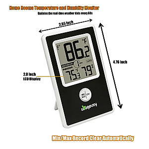 Urageuxy Digital Indoor Temperature Monitor Wireless Outdoor Thermometer Sensor up to 300ft 24H Min Max Records Ideal for Patio Garden Room
