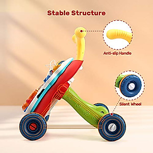 CUTE STONE Sit-to-Stand Learning Walker, 2 in 1 Baby Walker, Early Educational Child Activity Center, Multifunctional Removable Play Panel, Baby Music Learning Toy Gift for Infant Boys Girls