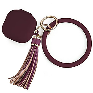 OLEBAND Galaxy Buds 2 Pro/Buds Live/Buds Pro Case Cover with Fashion Tassels and Wrist Ring,Slicone Protectiver Cover for Women and Girls,Burgundy