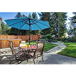 ABCCANOPY 9FT Patio Umbrella - Outdoor Waterproof Table Umbrella with Push Button Tilt and Crank, 8 Ribs UV Protection Pool Umbrella for Garden, Lawn, Deck & Backyard (Turquoise)