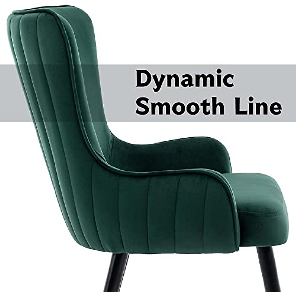 Guyou Velvet Dining Chairs Set of 8 Upholstered Kitchen Chairs, Accent Guest Chair Wingback Dining Room Chair Side Chair with Quilting Back and Gold Legs for Living Room Vanity (Emerald Green, 8 pcs)