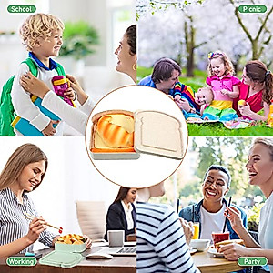 Meanplan 4 Pcs Sandwich Containers Sandwich Box Food Storage Toast Shape Holder Plastic for Lunch Boxes Bread Sandwich Keeper for Kids Adults Prep Microwave Dishwasher Safe, 14 oz (Pastel Color)