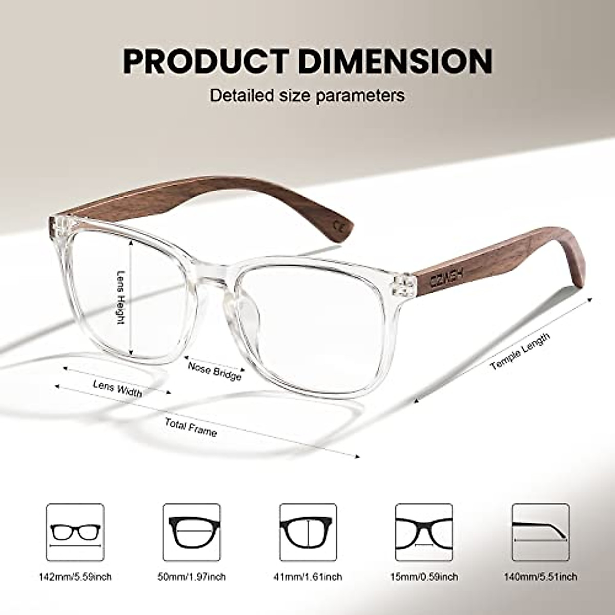 GZWSX Photochromic Driving Sunglasses For Men Women Day and Night safety glasses,Blue Light Blocking Glasses,Walnut Wood (Transparency)