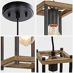 KSANA Pendant Lighting for Kitchen Island, Faux-Wood Pendant Light, Farmhouse Lighting for Dining, Foyer, Entry, Living Room