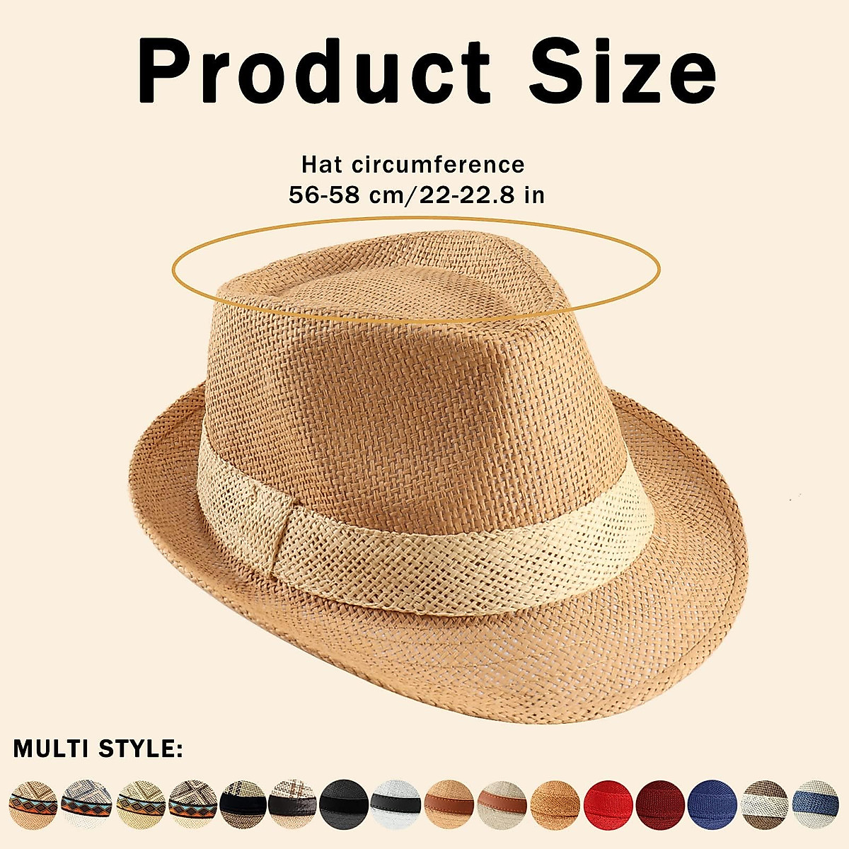 Forwe 4 Pack Straw Fedora Hat for Men Women Short Brim Trilby Hat Classic Panama Summer Beach Sun Hat (B-01)