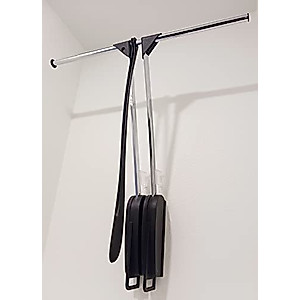 Servetto ClosetPro Central Wall-Mounted Soft-Close Wardrobe Lift Expanding Steel Tubing with Black Plastic Housing, 22 lb Weight rating (For 25 9/16" - 45 1/4"), Made in Italy