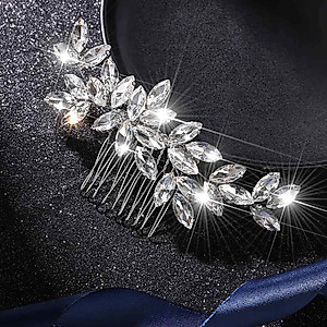 Latious Crystal Bride Wedding Hair Comb Silver Rhinestone Bridal Hair Clip Sparkly Hair Piece Gem Hair Accessories for Women and Girls (Silver)