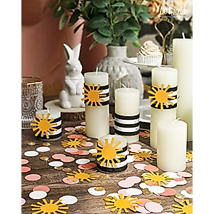 Golden Pink White Sunny Dots Confetti Girl Birthday Pink Scatter Table Decoration for Baby Shower First Trip Around the Sun Theme Party Bridal Shower Boho Wedding Classroom Nursery Supplies 150 Pcs