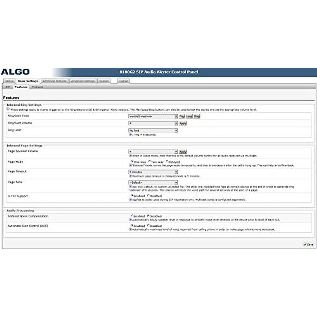 Algo 8180G2 IP Paging and SIP Loud Ringer Audio Alerter (8180 G2)