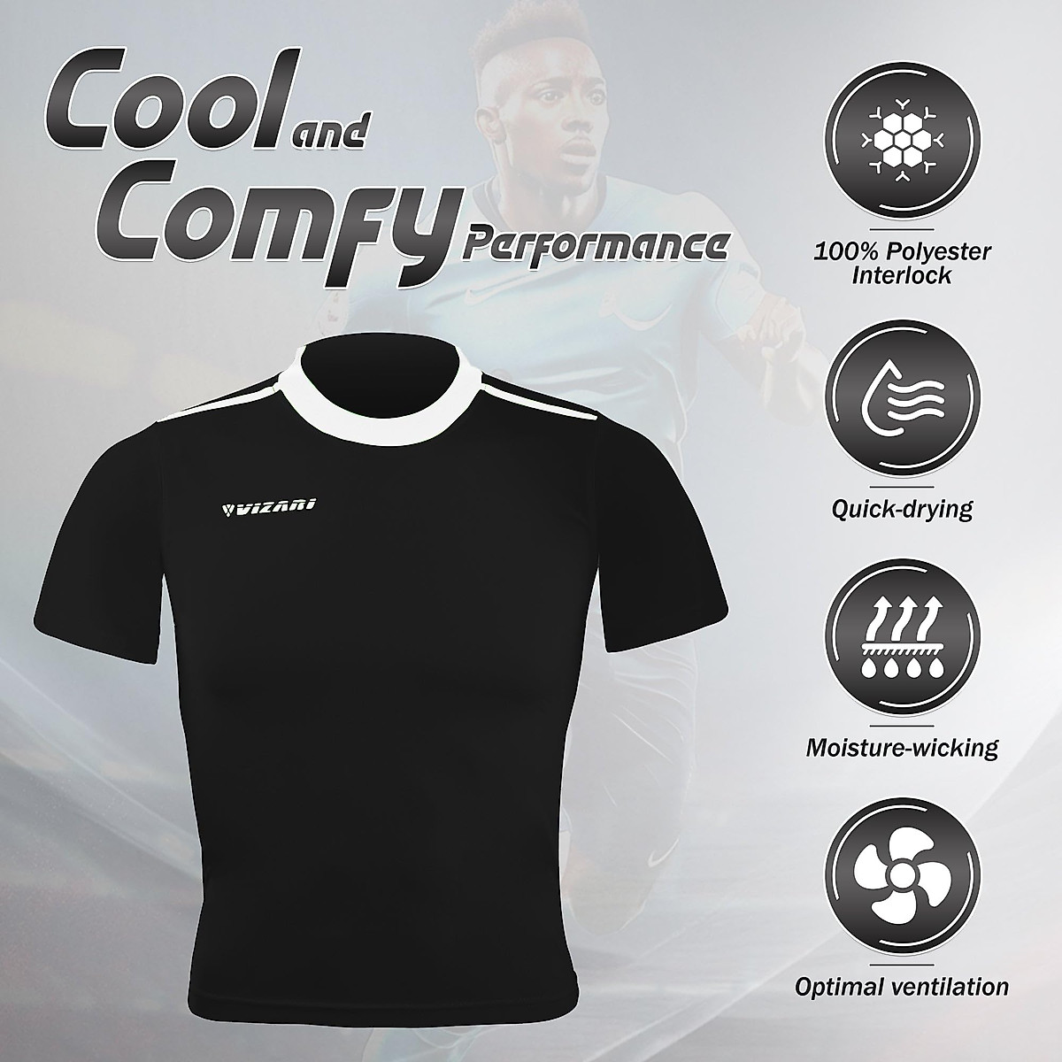 Vizari Velez Jersey for Men and Women | 100% Polyester Adult Soccer Goalie Jersey for Exceptional Performance Black