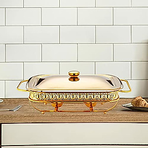 NOGRAX Chafing Dish Buffet Set, Stainless Steel Buffet Servers and Warmers for Party Catering, Complete Chafer Set with Water Pan, Aureate Tray (Color : Aureate)